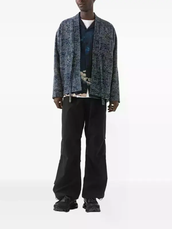 MAHARISHI 6242 Sashiko Open-front Strap Shirt With Abstract Pattern