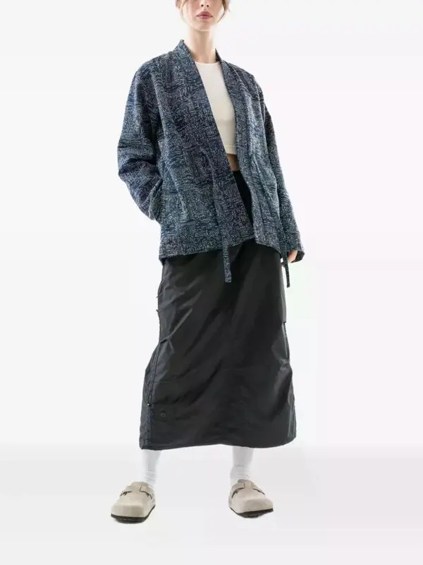 MAHARISHI 6242 Sashiko Open-front Strap Shirt With Abstract Pattern