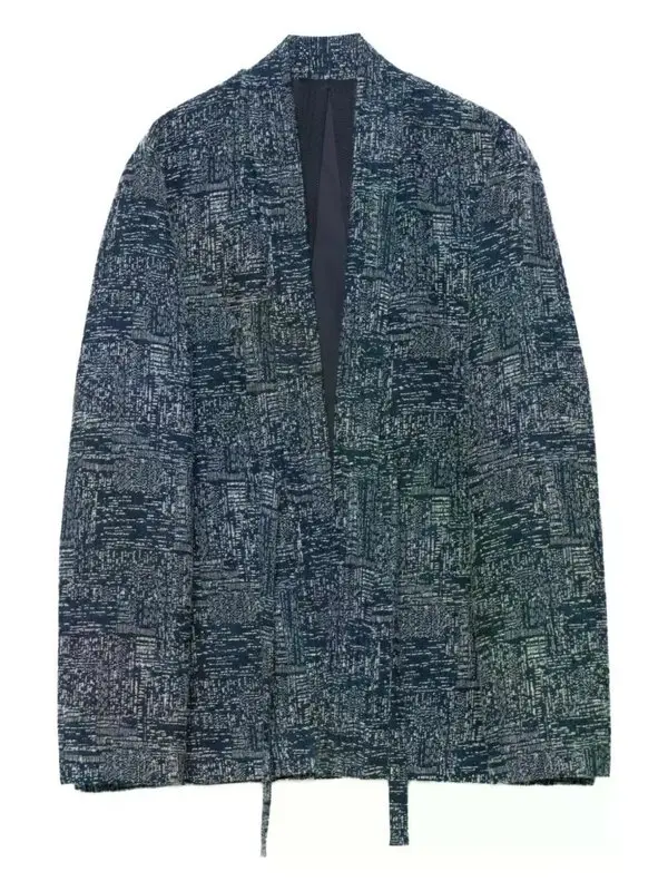 MAHARISHI 6242 Sashiko Open-front Strap Shirt With Abstract Pattern