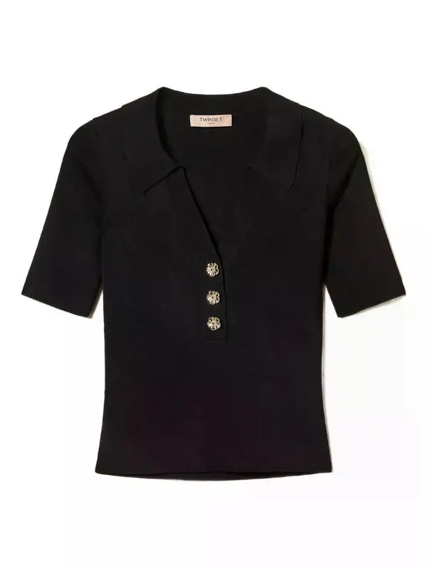 TWINSET Jewel-button Polo Top