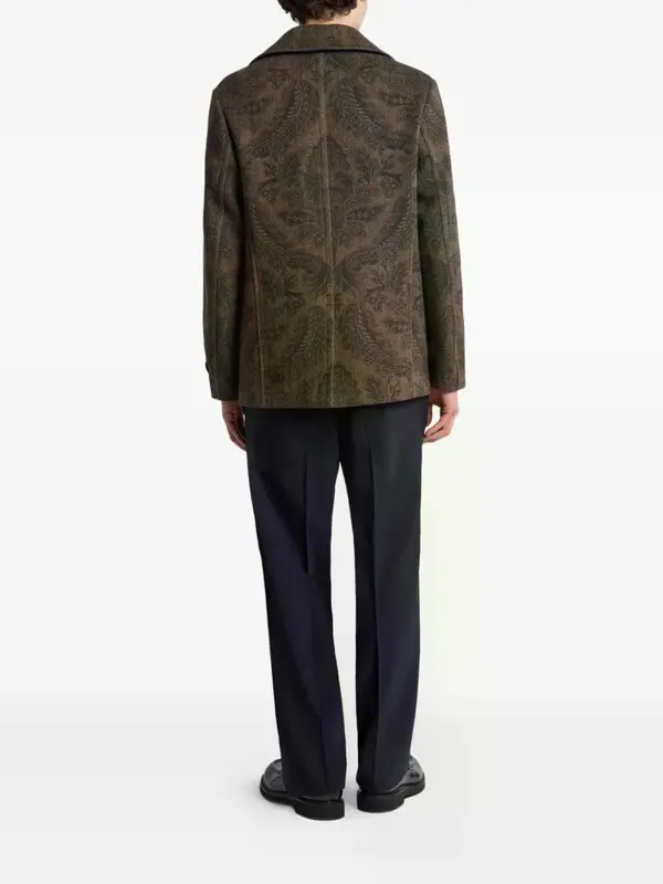Etro Paisley Herringbone Pea Coat