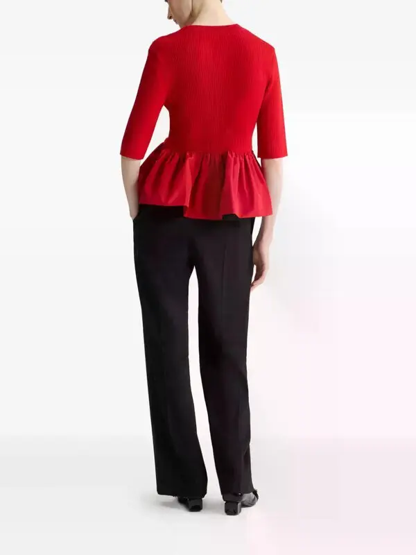 PATOU Ribbed Ruffle-hem Jumper - Red