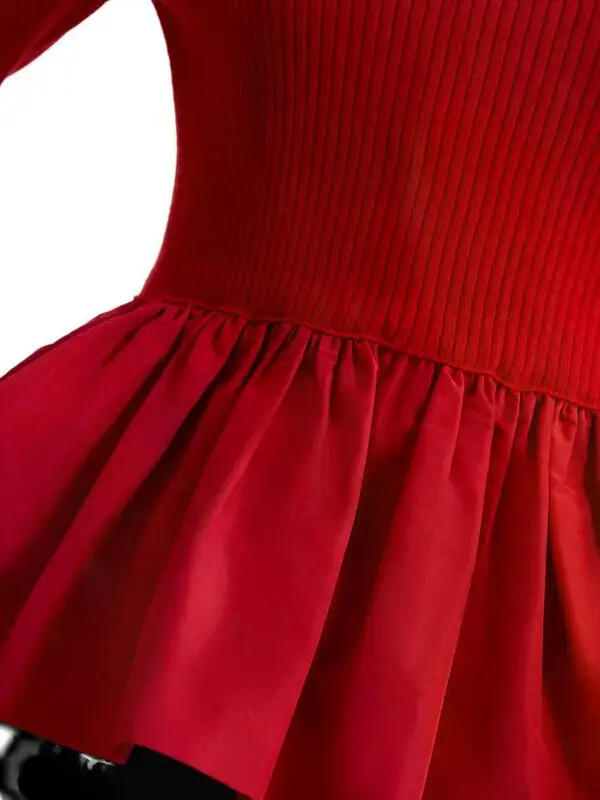 PATOU Ribbed Ruffle-hem Jumper - Red