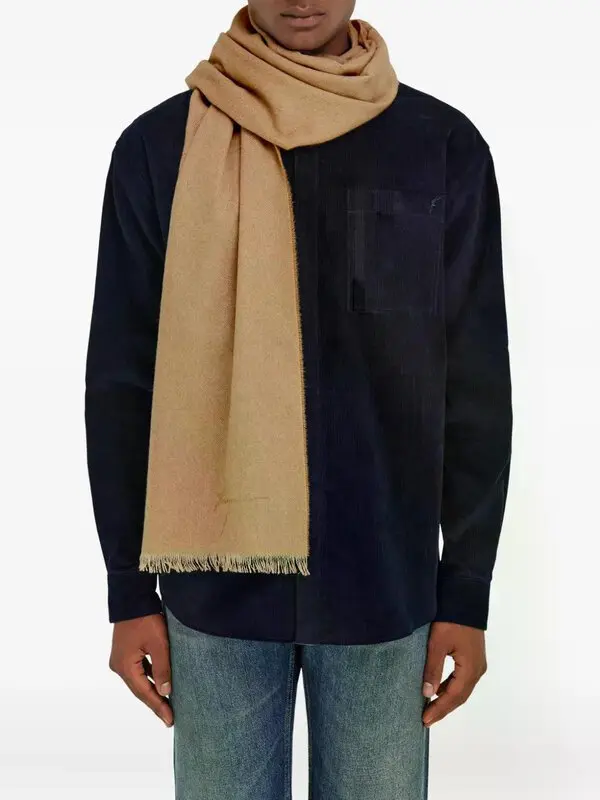 FERRAGAMO Chevron-pattern Fringed Scarf - Neutrals