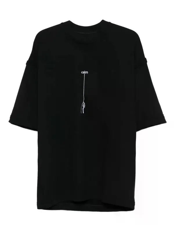 HAMZA Road Embroidered Cotton T-shirt - Black