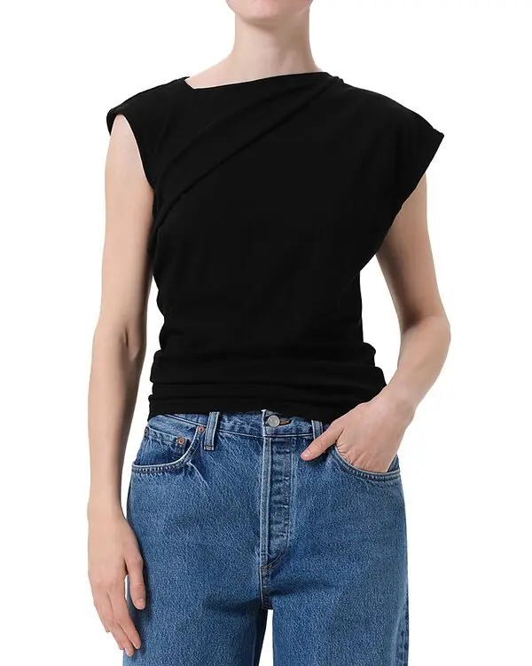 AGOLDE Beth Asymmetric Tee - Black