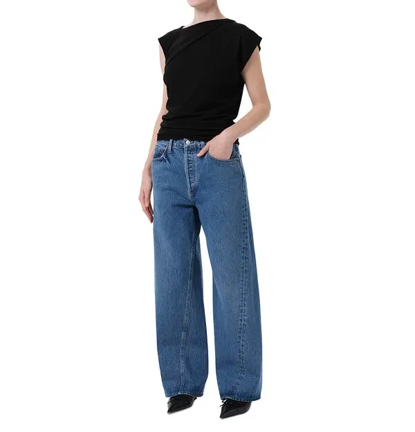 AGOLDE Beth Asymmetric Tee - Black