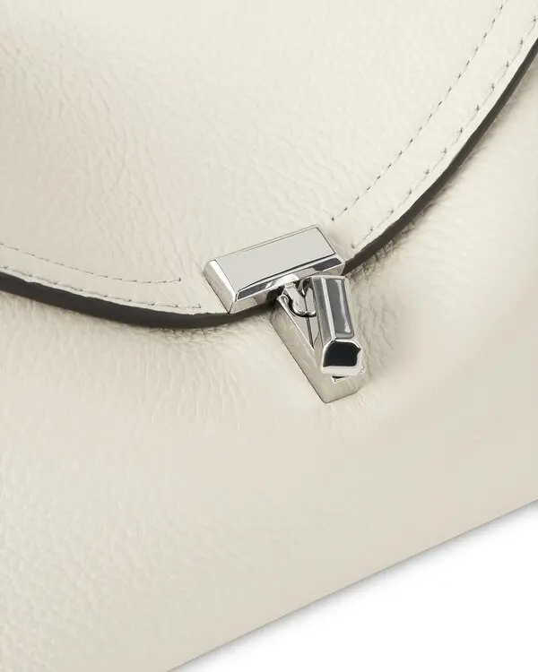 TOTEME T-lock Grained-leather Convertible Clutch - Milk Grained-leather