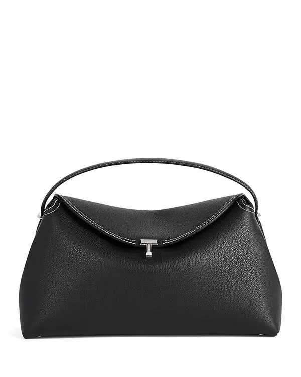 TOTEME Grained-leather T-lock Convertible Top Handle Bag - Black