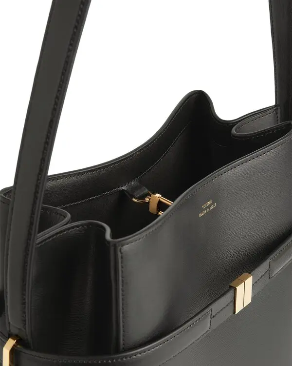 TOTEME Belted Leather Bucket Bag - Dark Brown