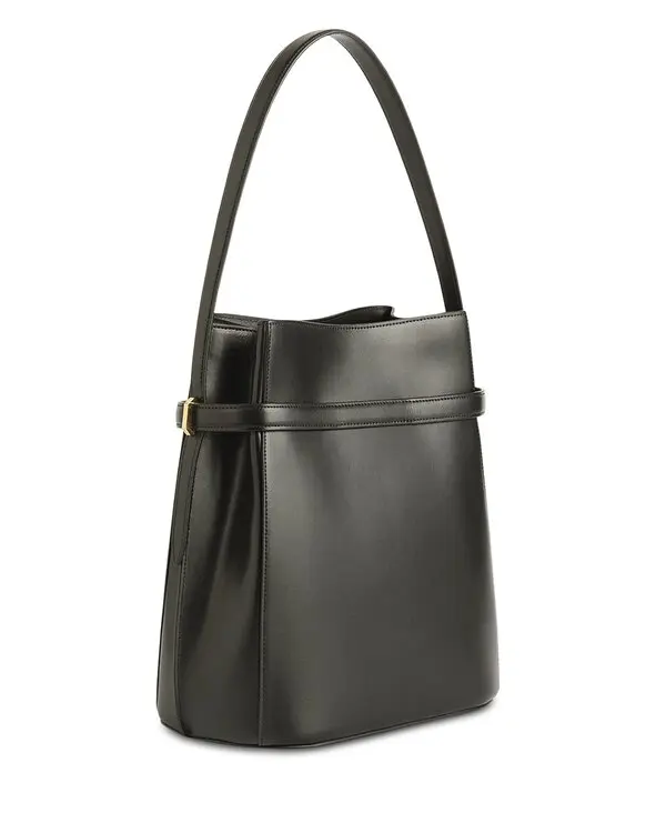 TOTEME Belted Leather Bucket Bag - Dark Brown