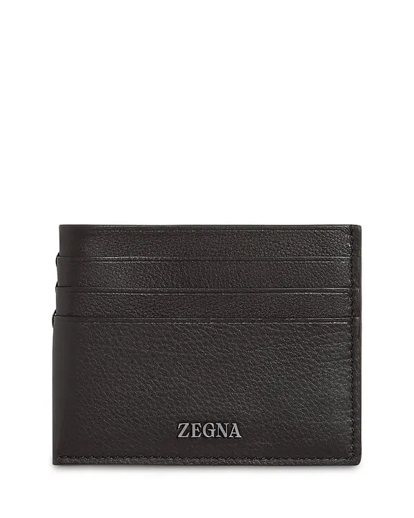 Zegna Secondskin Leather Card Case - Dark Brown