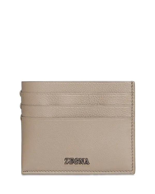 Zegna Secondskin Leather Card Case - Light Taupe