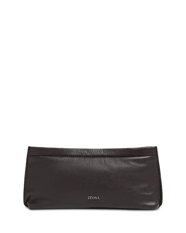 Zegna Secondskin Leather Pouch - Dark Brown