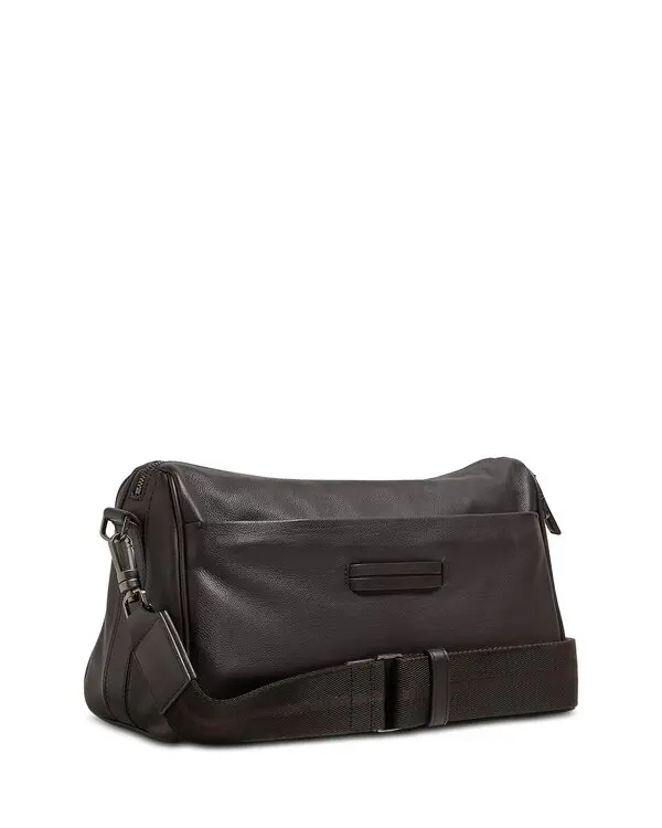 Zegna Secondskin Leather Crossbody - Dark Brown