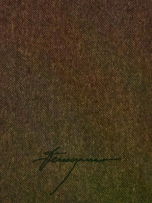FERRAGAMO Chevron-pattern Fringed Scarf - Brown
