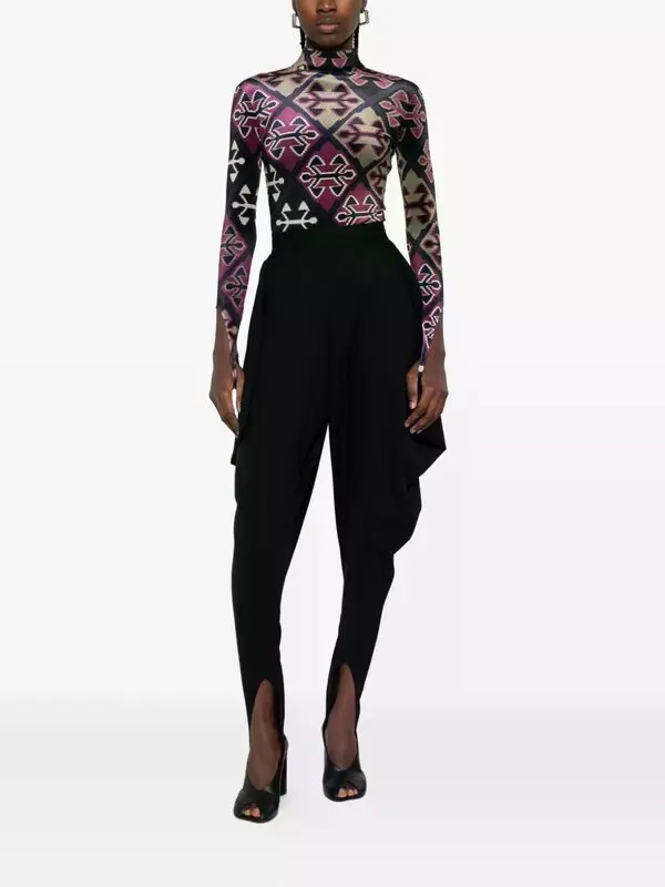 Burc Akyol Geometric-print Velvet Bodysuit