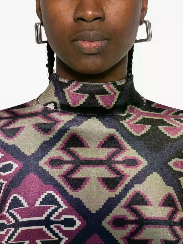 Burc Akyol Geometric-print Velvet Bodysuit