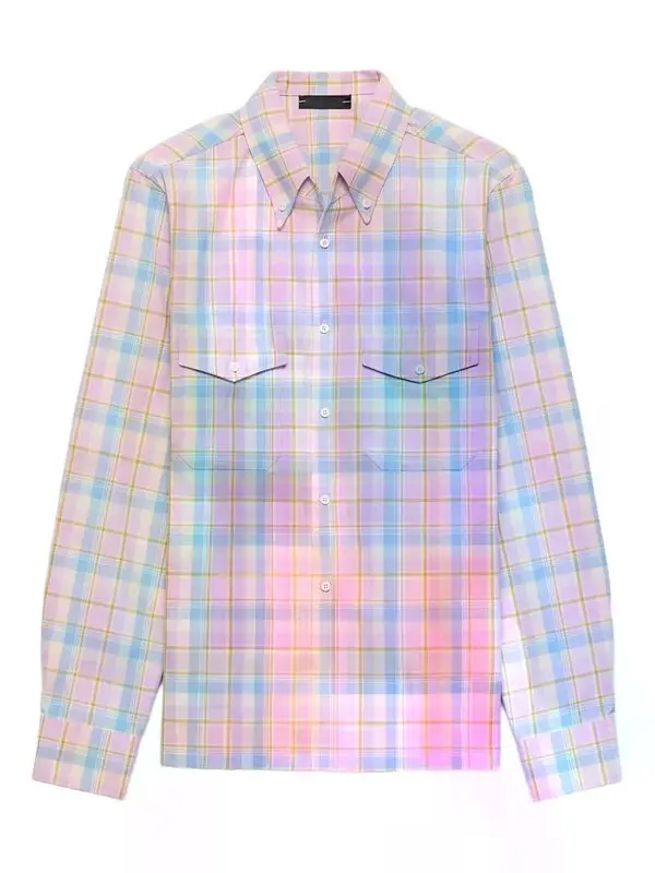 Prada Patch-pocket Checked Shirt - Pink