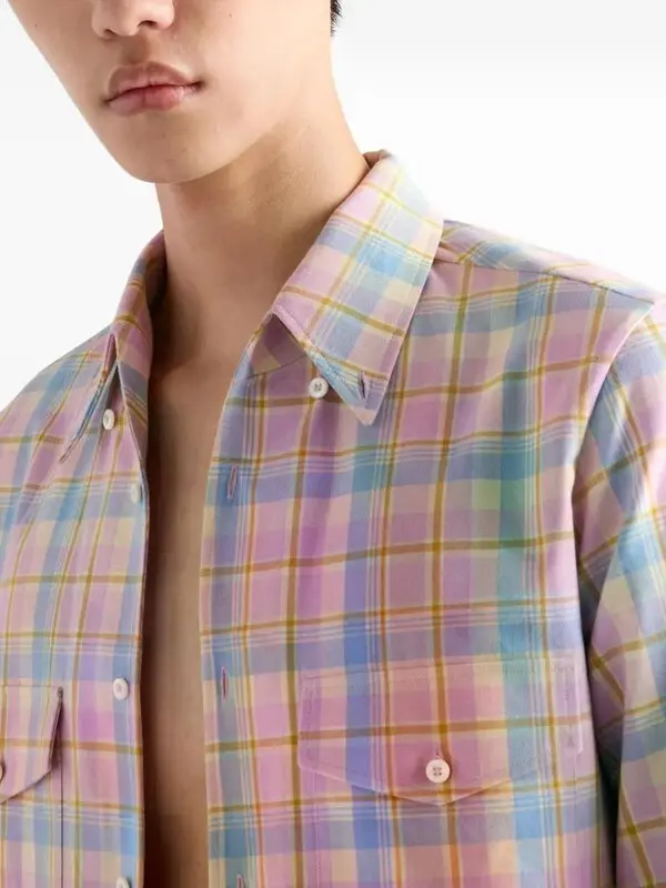 Prada Patch-pocket Checked Shirt - Pink