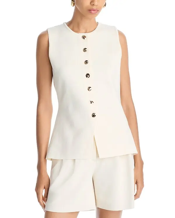 Aqua Sleeveless Button Detailed Sweater - Ivory