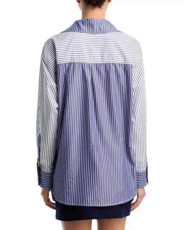 Aqua Contrast Stripe Button-up Shirt