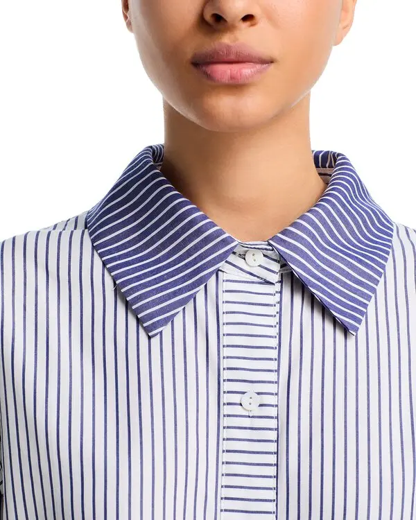 Aqua Contrast Stripe Button-up Shirt