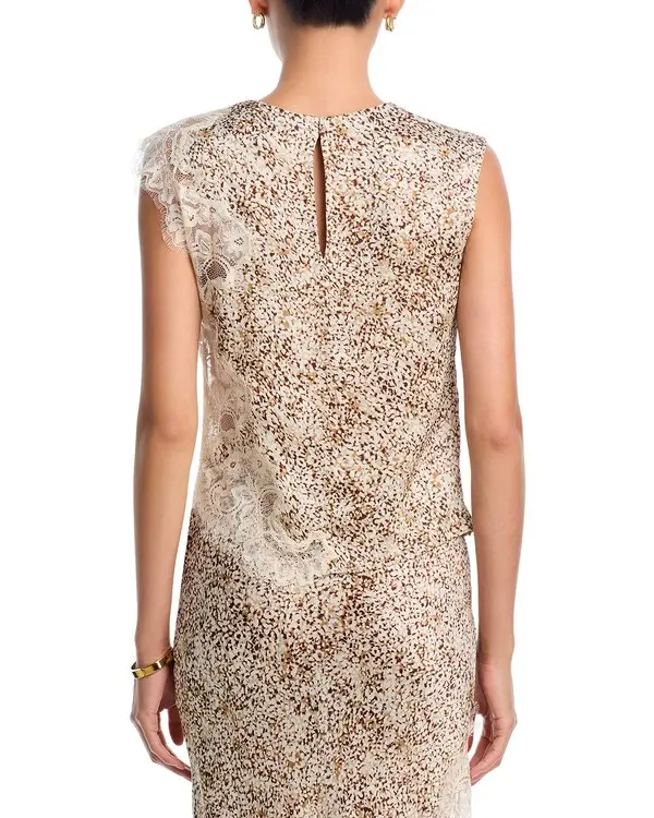 Aqua Lace Inset Top - Brown Multi