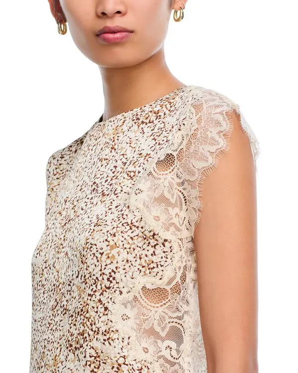 Aqua Lace Inset Top - Brown Multi