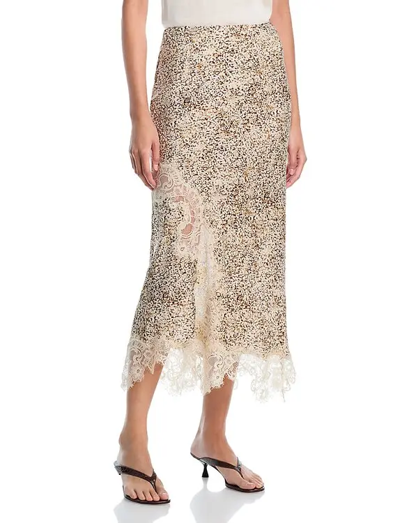 Aqua Lace Inset Midi Skirt