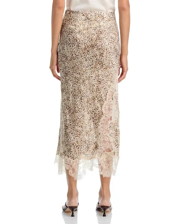 Aqua Lace Inset Midi Skirt
