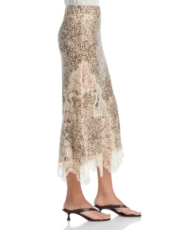 Aqua Lace Inset Midi Skirt