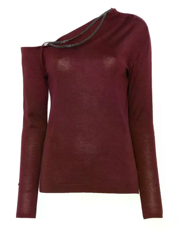 Brunello Cucinelli Chain-embellished One-shoulder Top