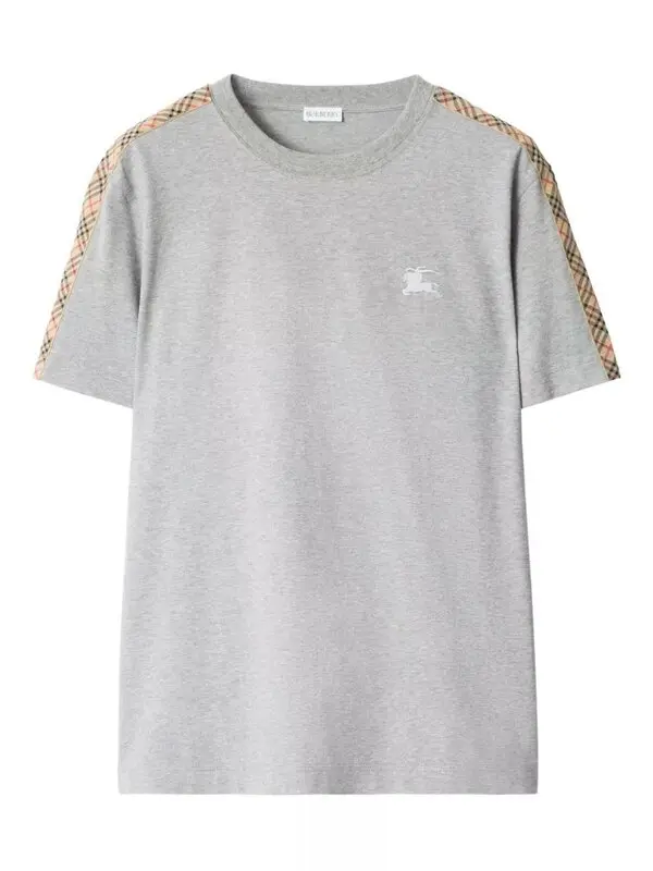 Burberry Equestrian Knight Check-trim T-shirt - Grey