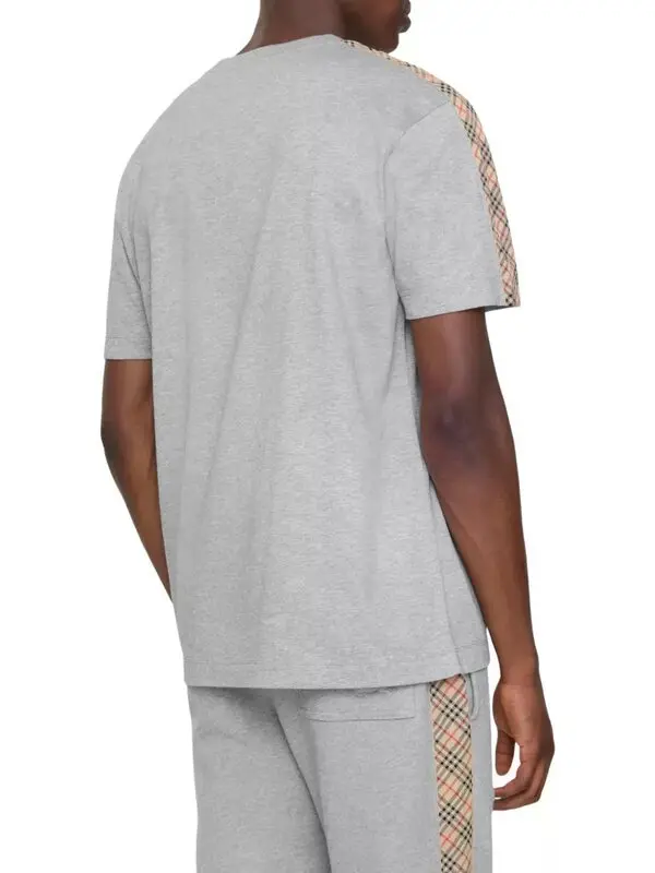 Burberry Equestrian Knight Check-trim T-shirt - Grey