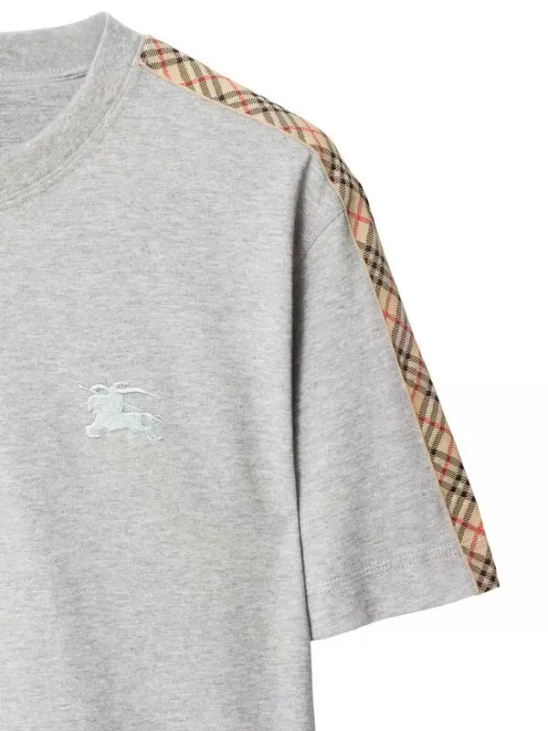 Burberry Equestrian Knight Check-trim T-shirt - Grey
