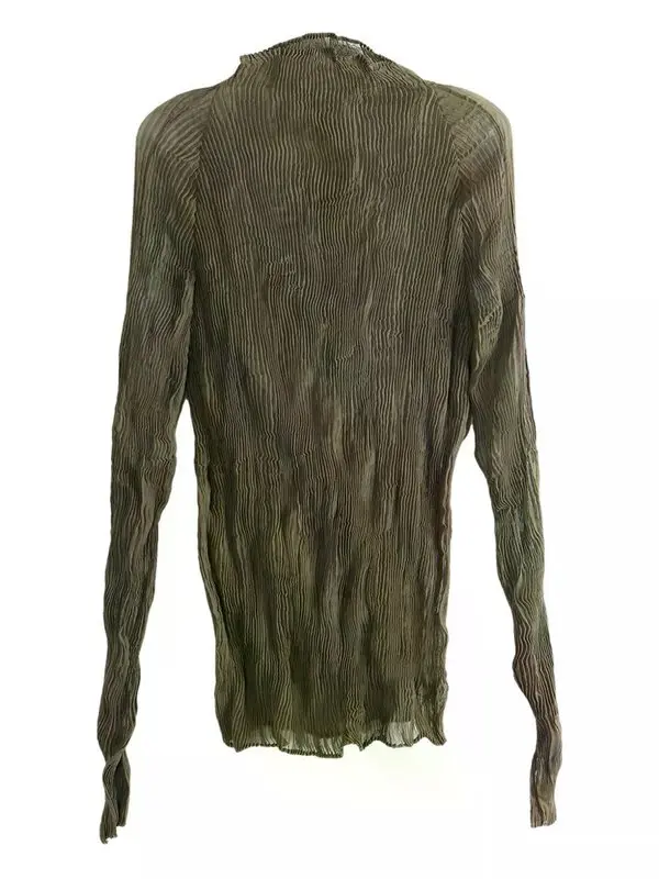 Issey Miyake Chiffon Twist 1 Pleated High-neck Top - Brown