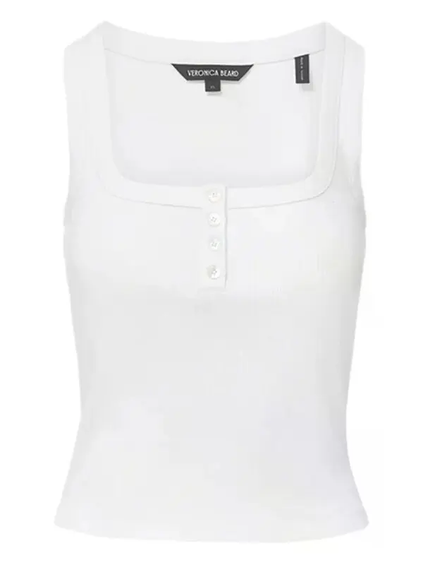 Veronica Beard Square-neck Button Tank Top
