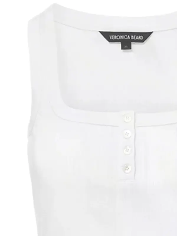 Veronica Beard Square-neck Button Tank Top