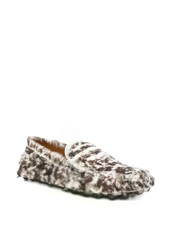 TOD'S Gommino Leopard-print Pony-hair Loafers - Brown