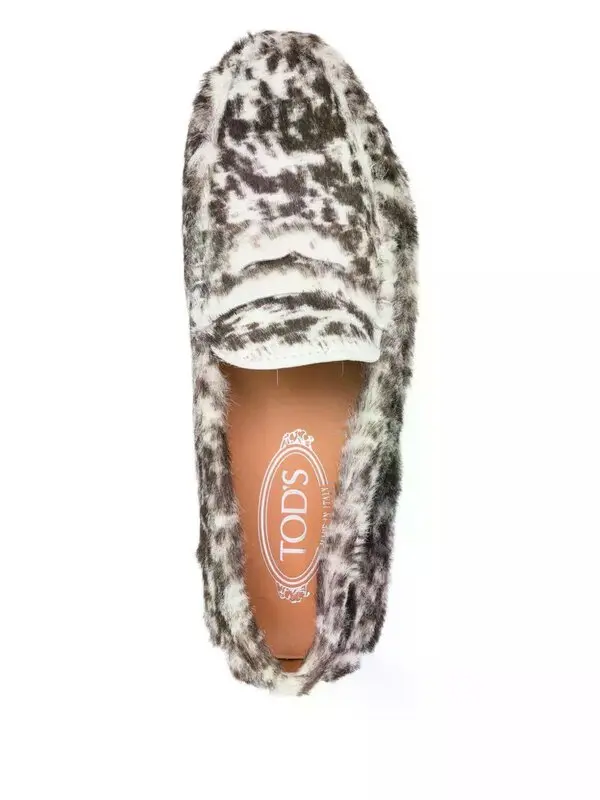 TOD'S Gommino Leopard-print Pony-hair Loafers - Brown