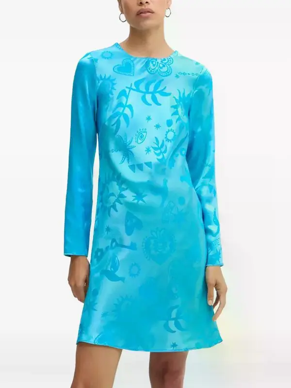 NEVER FULLY DRESSED Printed Long-sleeve Dress