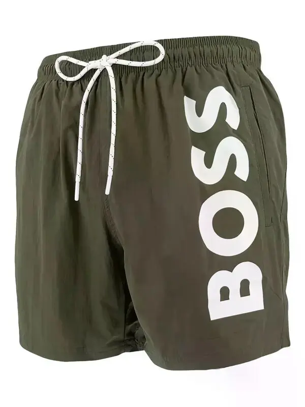 Hugo Logo-print Swim Shorts - Green