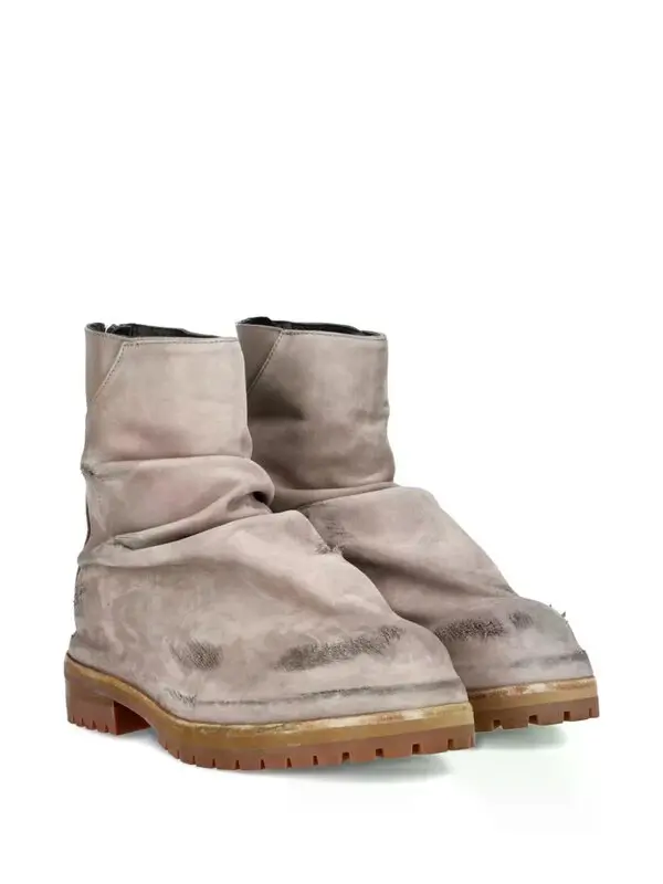 424 Distressed Leather Boots - Grey