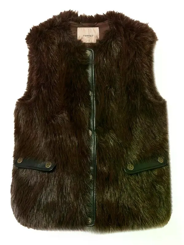 TWINSET Faux-fur Buttoned Gilet