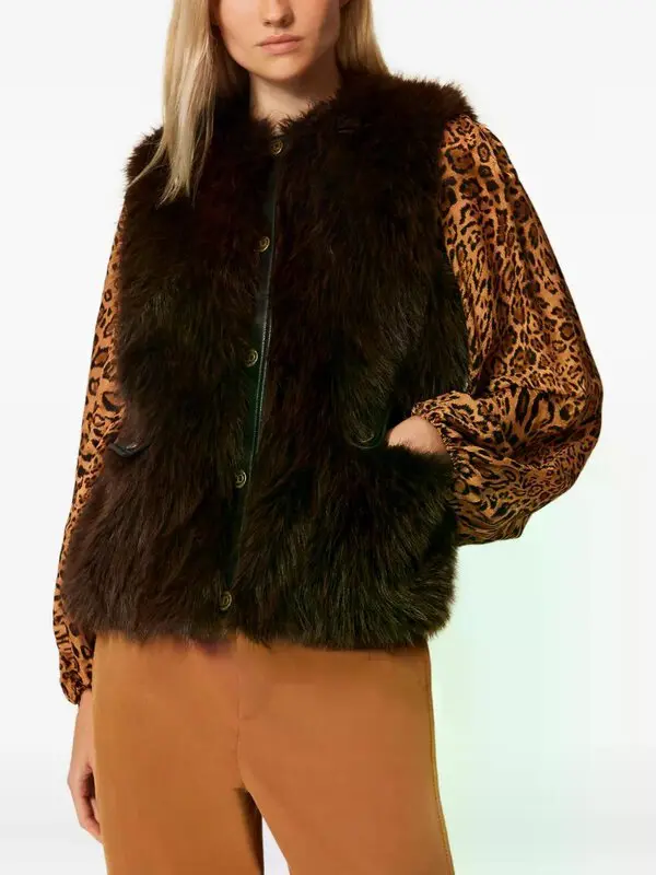 TWINSET Faux-fur Buttoned Gilet