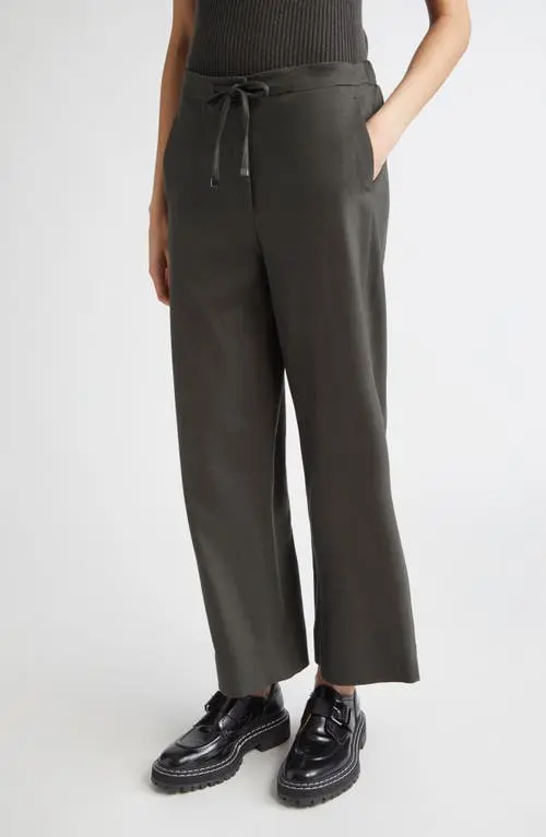 Max Mara Flora Stretch Virgin Wool Drawstring Pants - Dark Green