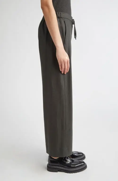 Max Mara Flora Stretch Virgin Wool Drawstring Pants - Dark Green