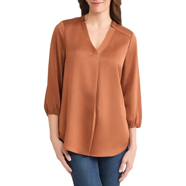 Jones New York Textured Crepe Tunic - Medium Chestnut