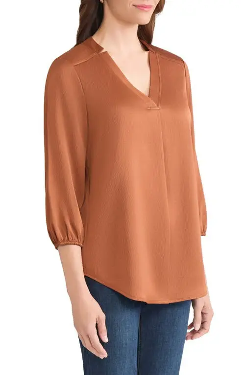 Jones New York Textured Crepe Tunic - Medium Chestnut